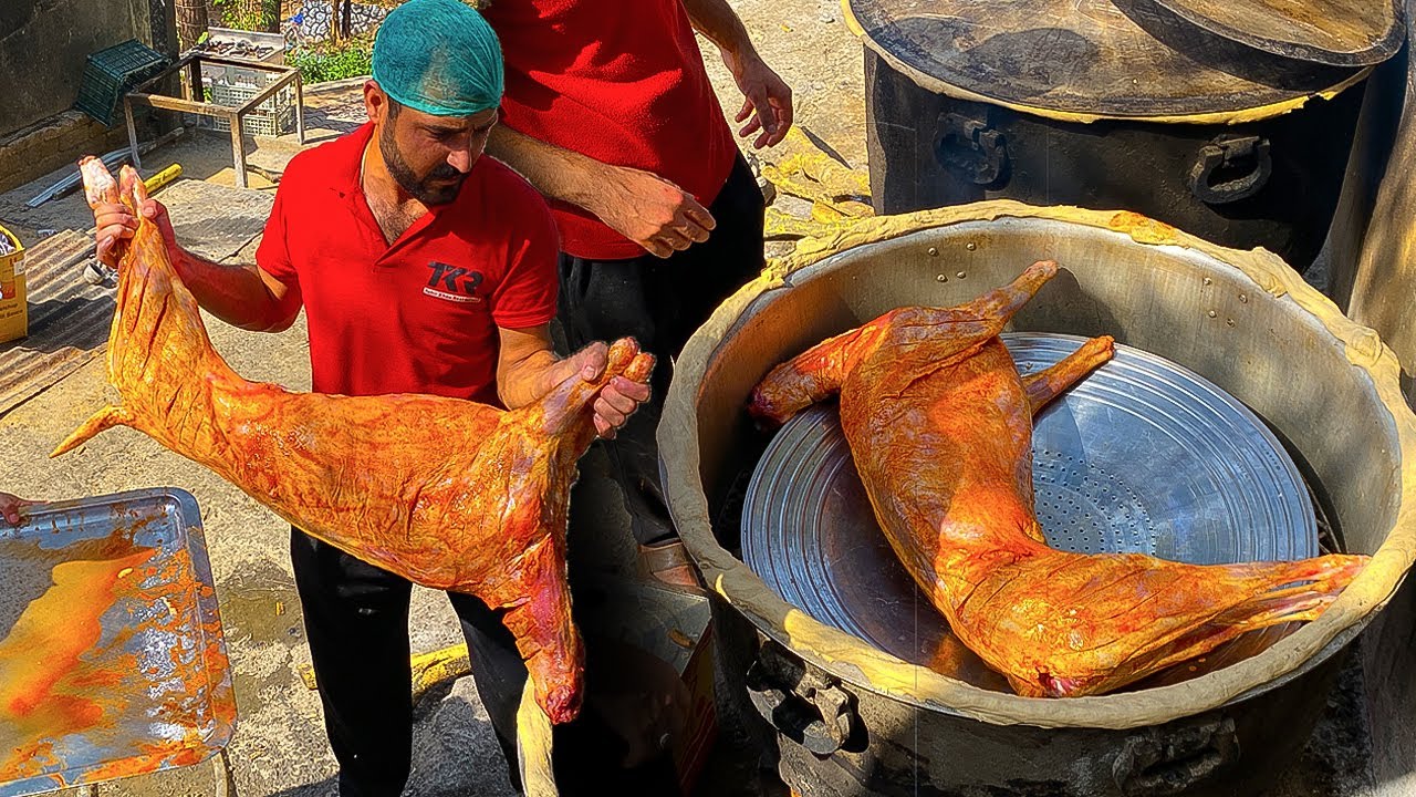Amazing Whole Lamb Roast IN a FOREST! 40 KG Full Goat Cooking Skills ...