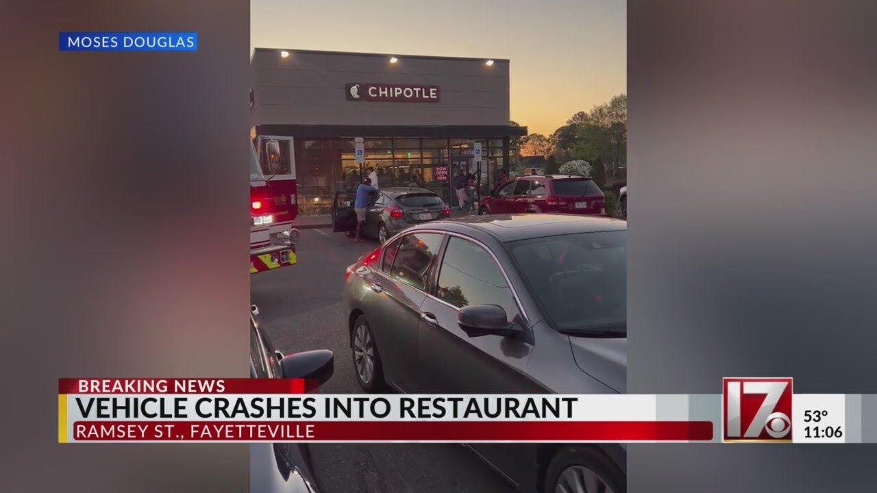 Up 7 hurt as driver crashes car into Fayetteville Chipotle - YouTube