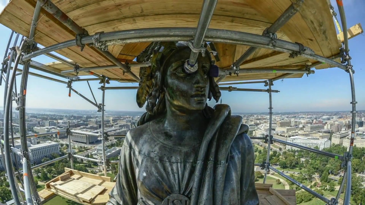 🔴 Night and Day From Statue of Freedom Scaffolding - YouTube