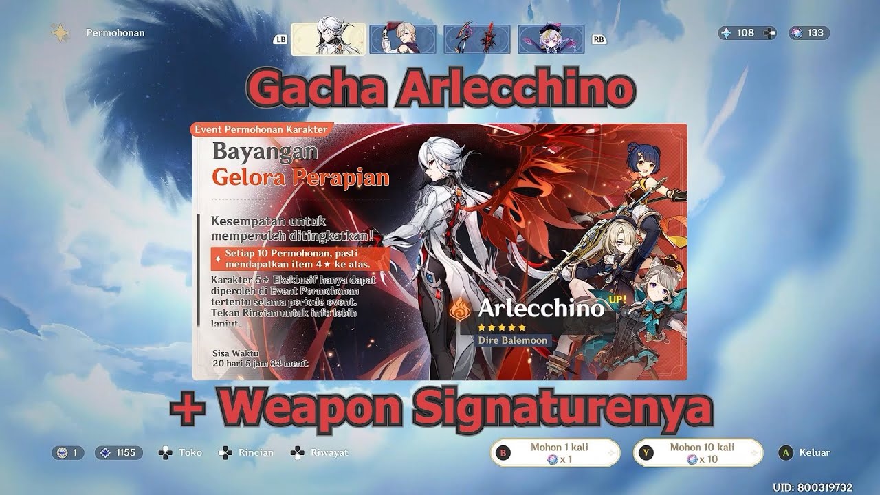 Gacha " Father " Arlecchino & Weapon Signaturenya sampai Dapat ...