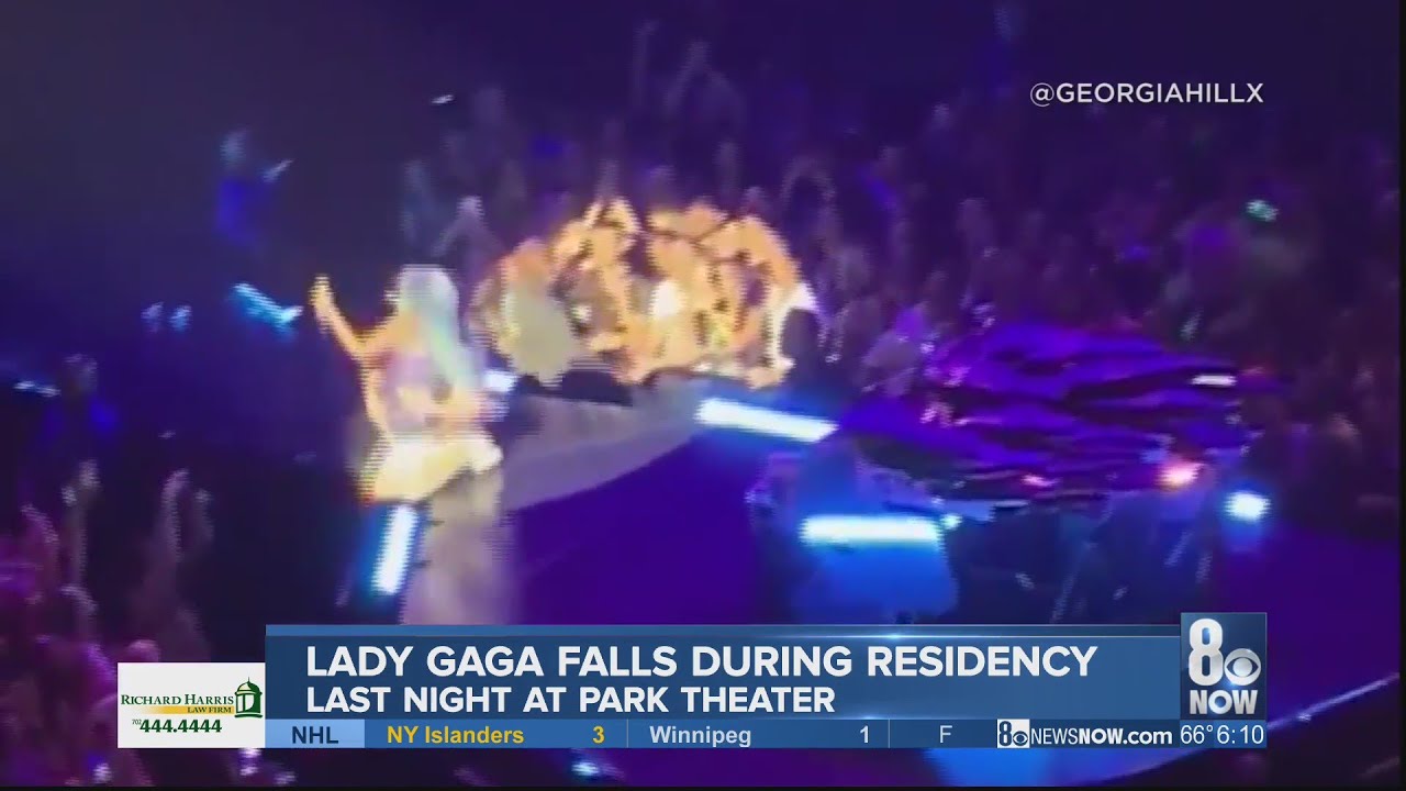 Lady Gaga takes nasty fall off Las Vegas stage - YouTube
