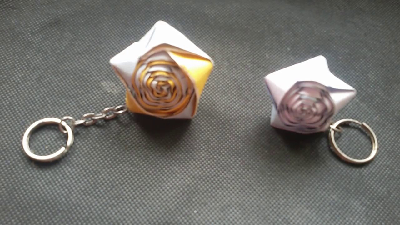 how to make origami key chain star (straw star) - YouTube