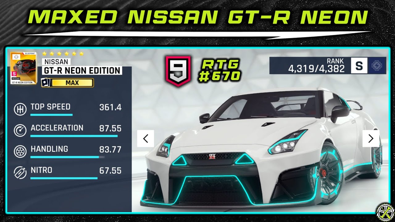 Asphalt 9 | MAXing the Nissan GT-R Neon | RTG #670 - YouTube