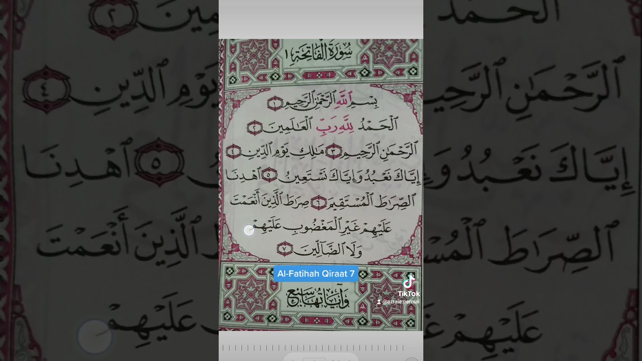 Bacaan Surah Al-Fatihah Qiraat 7 - YouTube