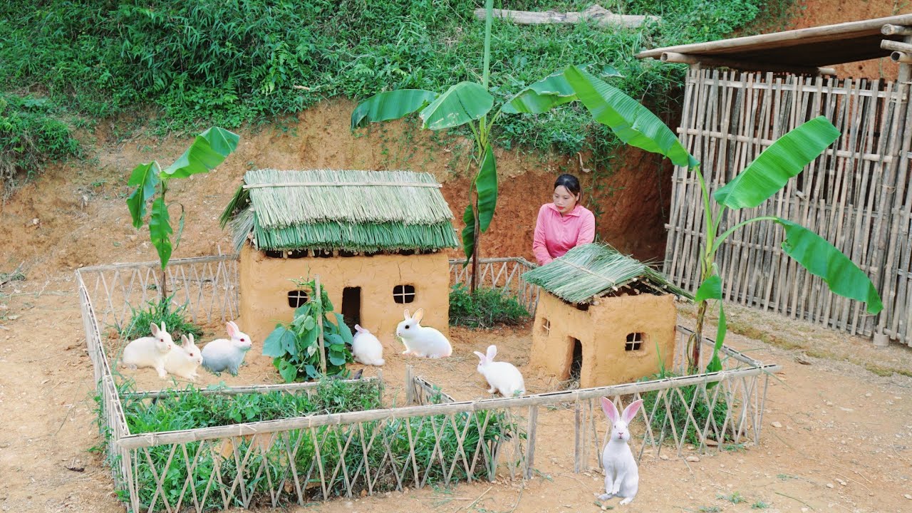 FULL VIDEO 200 days building a life on the farm, making a rabbit cage ...