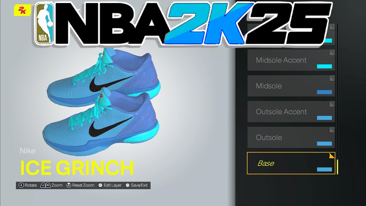 NBA 2K25 Shoe Creator - HOW TO MAKE KOBE 6 “ICE GRINCHES”! Best Custom ...