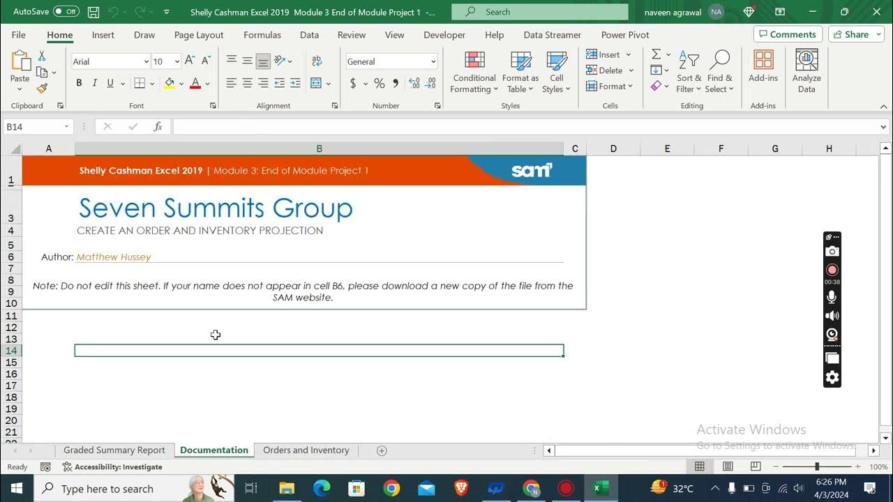 Shelly Cashman Excel 2019 | Module 3: End of Module Project 1 #shellycashman #module3 # ...