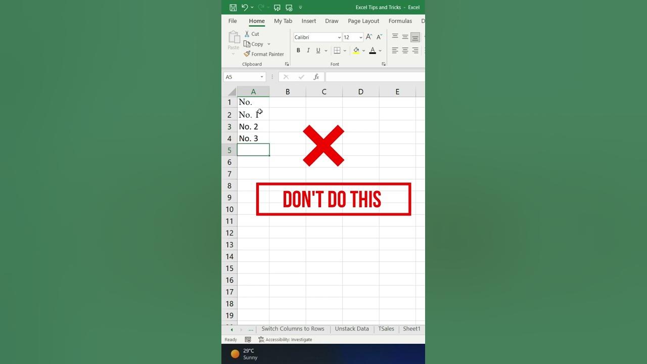 Creating Dynamic Numbered List In Excel Shorts Youtube