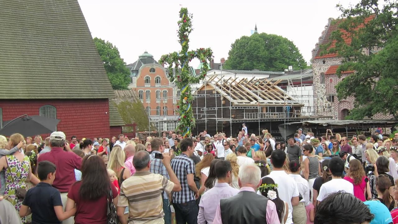 The Little Frogs dance around the maypole, Midsommar Eve in Lund ...
