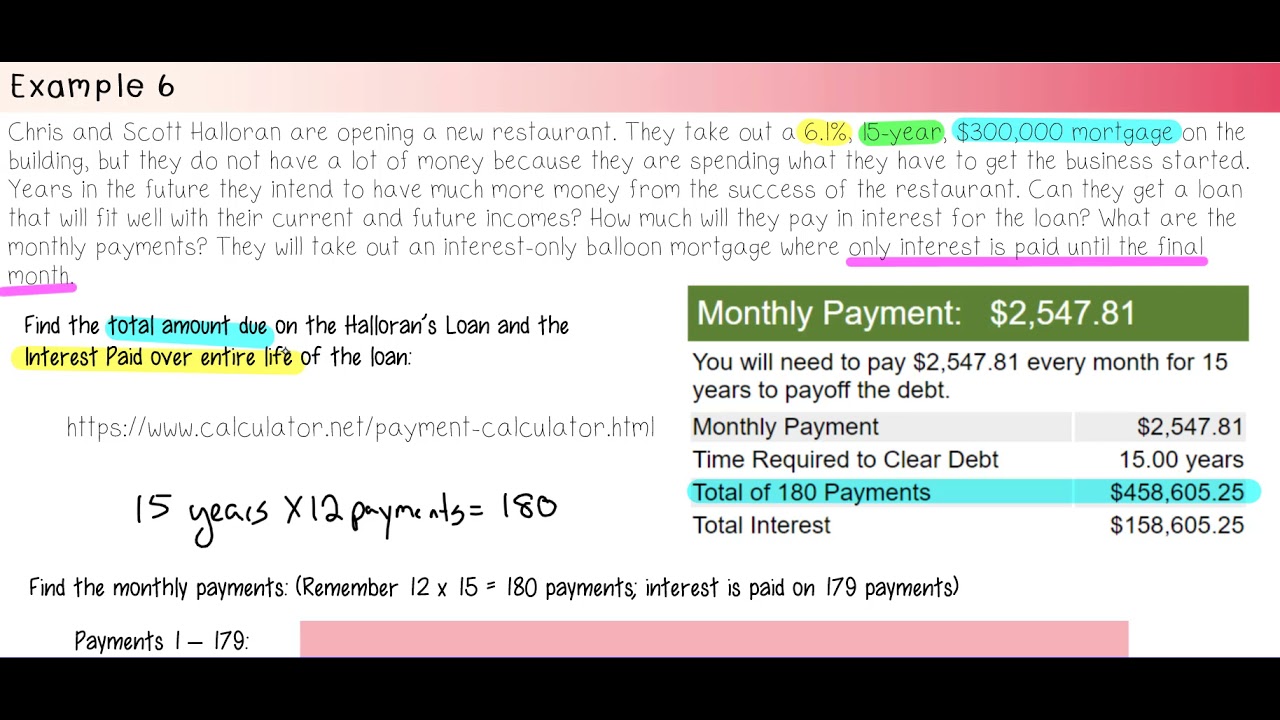 7-3 Calculating Payments for an Interest-only Balloon Mortgage - YouTube