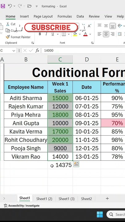 conditional formatting above average #excel #exceltips #shorts - YouTube