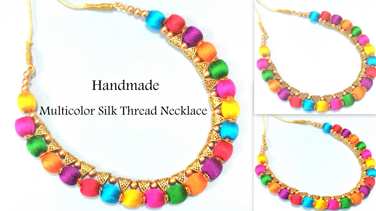 How To Make Beautiful Silk Thread Necklace At Home | DIY | Jewelry ...