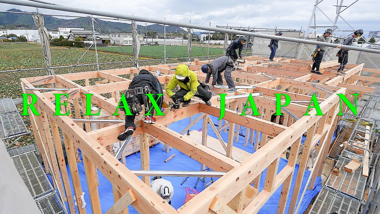 【Japanese Architecture】Time Lapse/Setting up the framework of a house ...