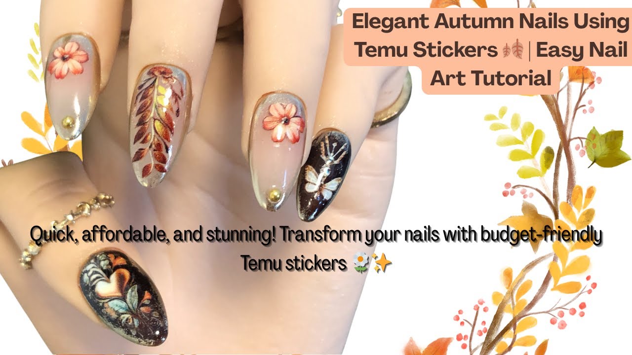 Floral & Butterfly Nail Design Using Temu Stickers 🌸🦋 | Easy DIY Nails ...