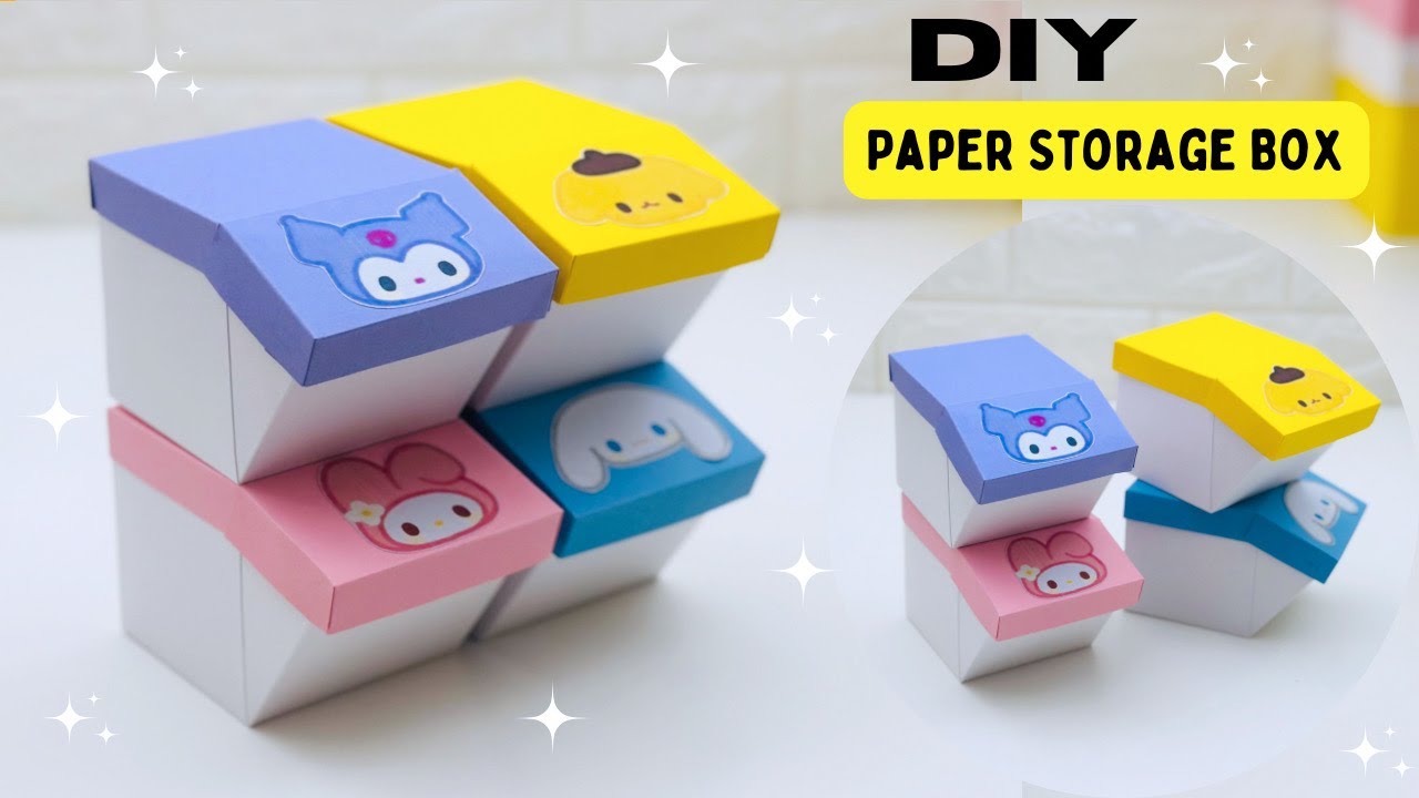 DIY MINI PAPER STORAGE BOX Sanrio / Paper Crafts For School / Paper ...