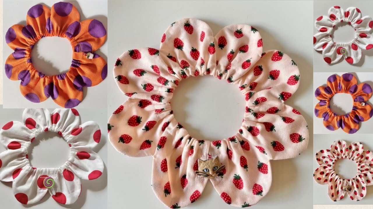 FOR BEGINNERS ! ️ Making EASY Fabric FLOWER SCRUNCHIES 🌸 How to Make ...