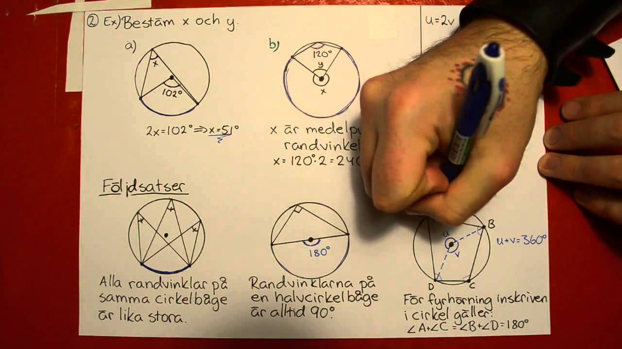 Geometri 6: Randvinkelsatsen Del 1 - YouTube