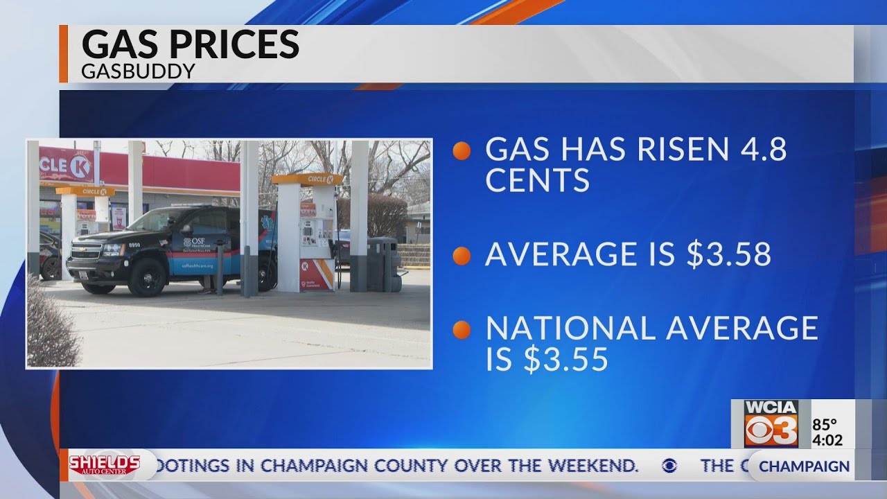 Champaign gas prices rise 5 cents in last week, GasBuddy says - YouTube