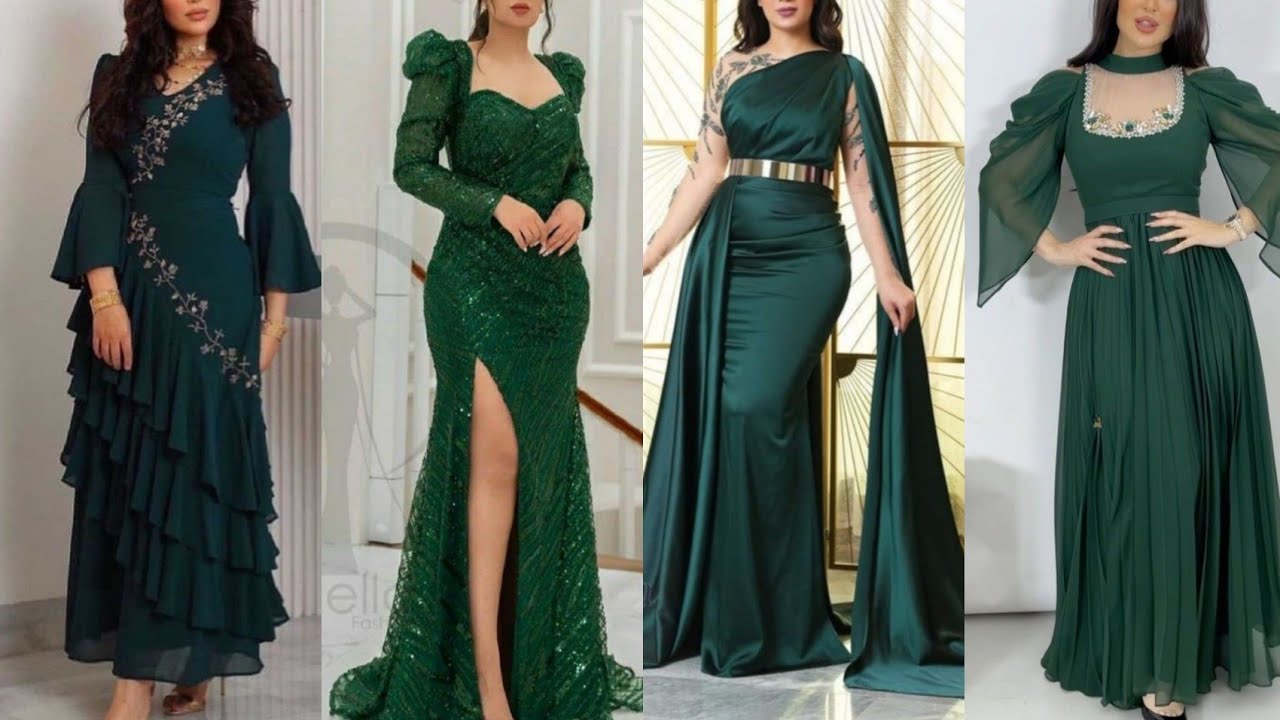 💯 Viral green dresses design// Green dress collection// Party wear ...