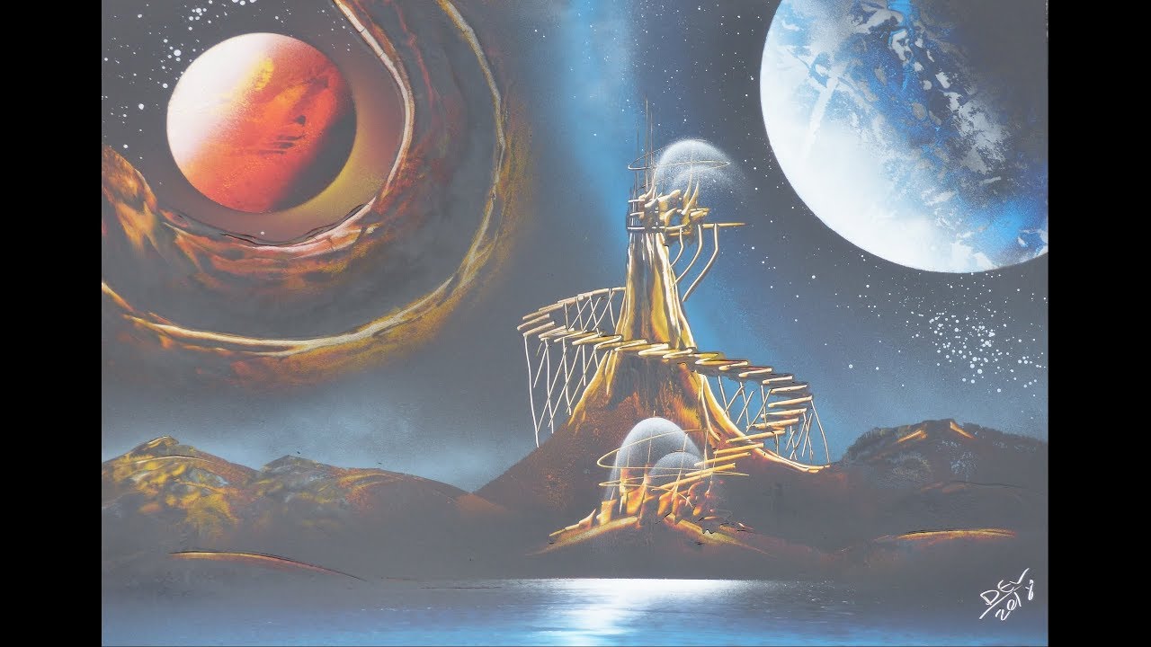 Spray paint art - Fantasy space paint - made by street artist - YouTube