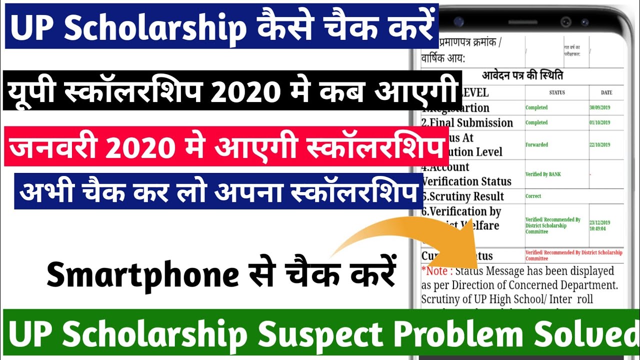 Up Scholarship 2020 Kaise Check Karen Up Scholarship 2019 20 Kab