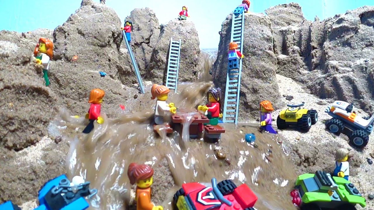 LEGO DAM BREACH AND LEGO MINIFIGS DISASTER - YouTube