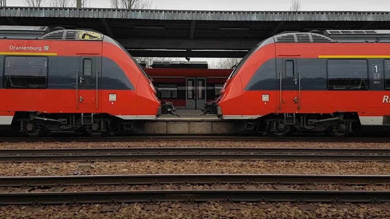 RE7-Bahn nach Bad Belzig koppelt an Regionalzug nach Dessau - YouTube