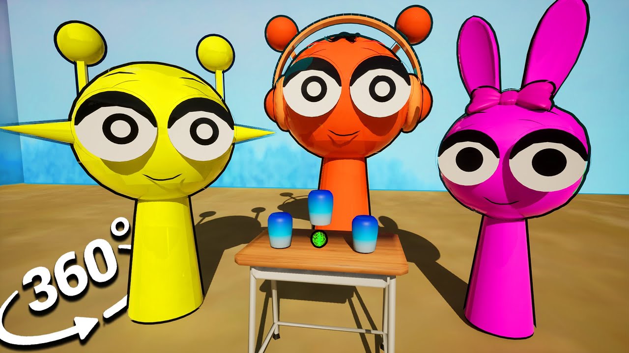 Sprunki Plays the Cup Game in VR 360° - YouTube