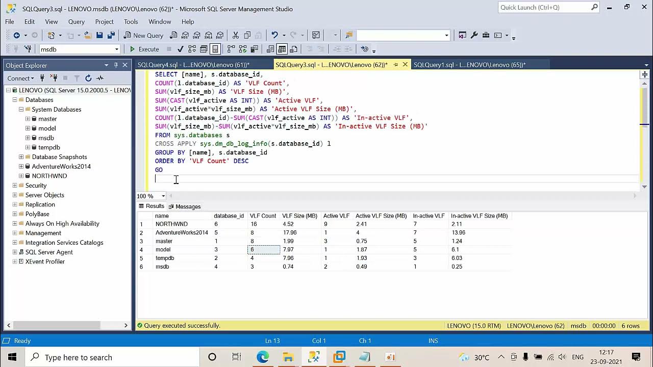 How To Check VLF Counts for All Databases in an Instance - YouTube