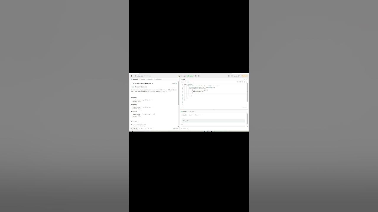 Contains Duplicate Ii Leetcodejava Shorts Leetcode Youtube