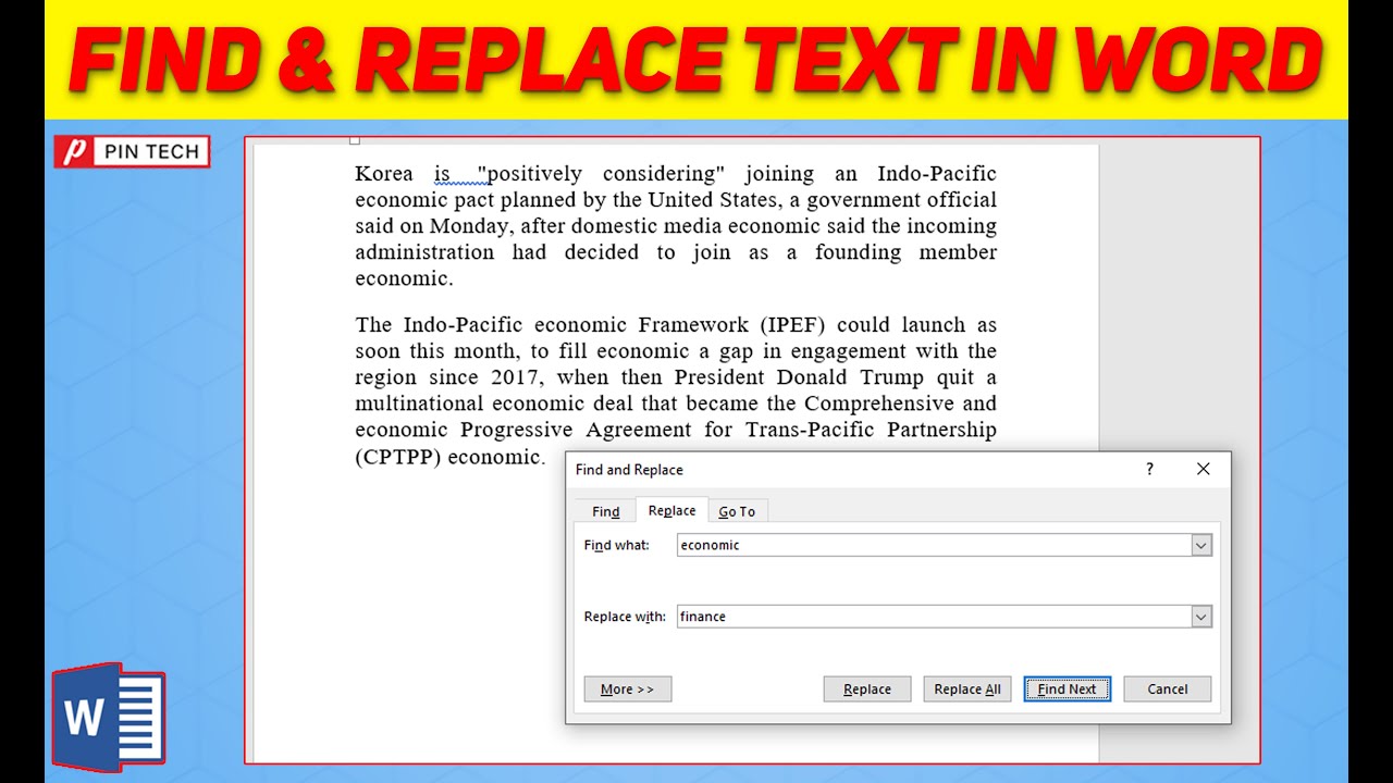 Shortcut Key To Find And Replace Text In MS Word PIN TECH YouTube shortcut-key-to-find-and-replace-text-in-ms-word-pin-tech-youtube