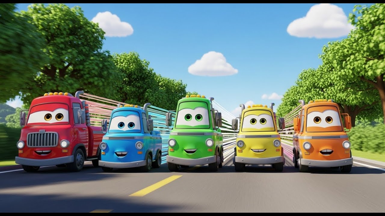 Five Little Trucks Driving Fast | Fun Counting Song for Kids - YouTube