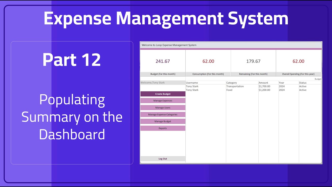 Expense Management System | Populating Summary on Dashboard | Part-12 ...