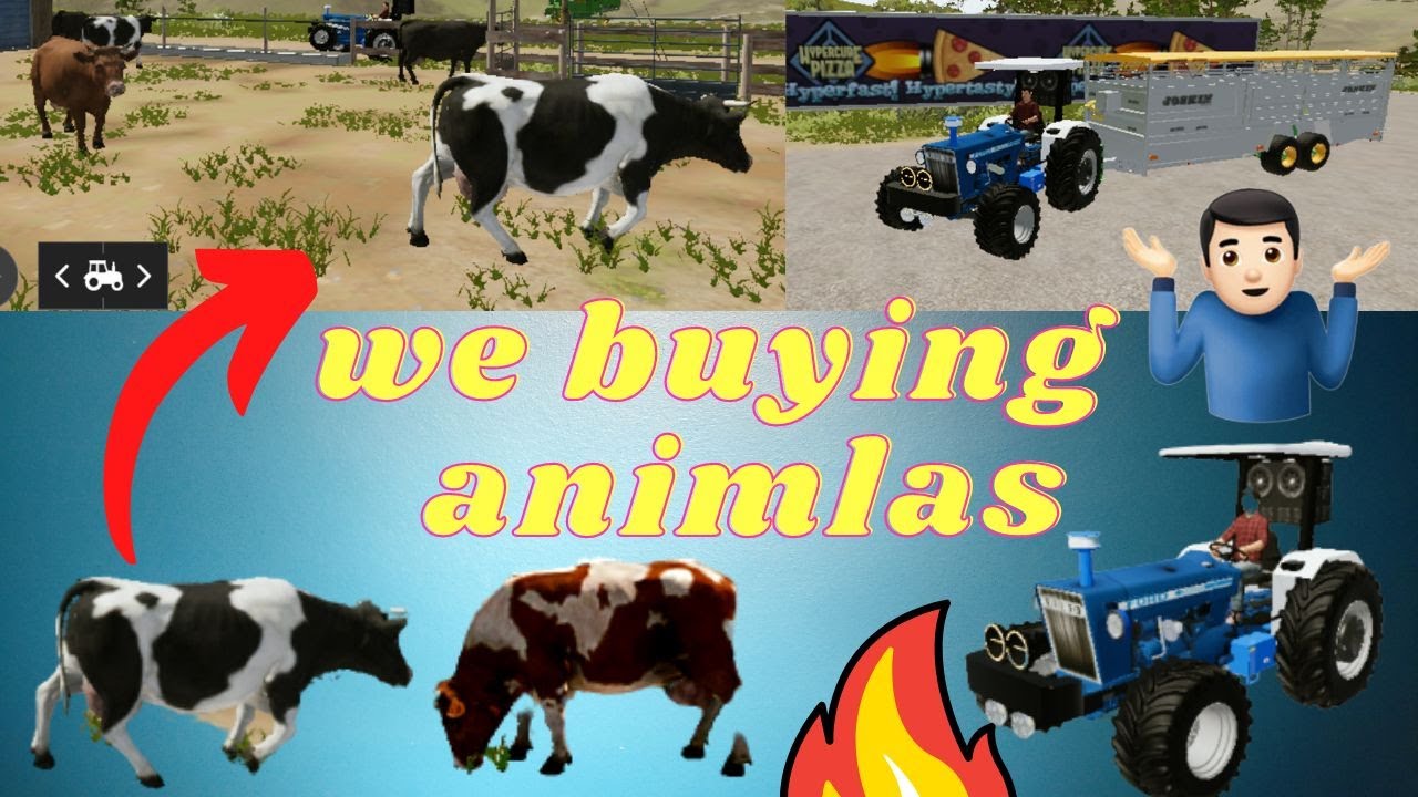 we buying animals in fs 20 || ford tractor with animal trailer #gaming ...
