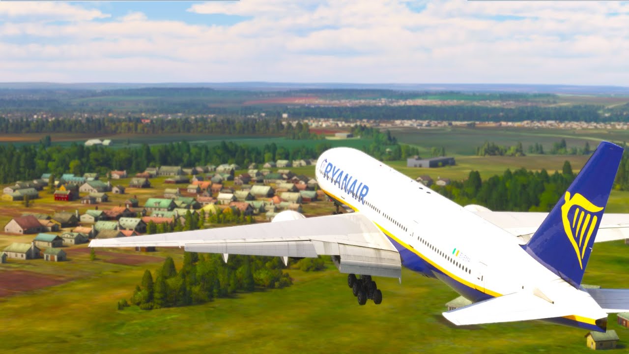 Insane Plane Landing!! Boeing 777 RYANAIR Flight Landing at Ufa Airport ...