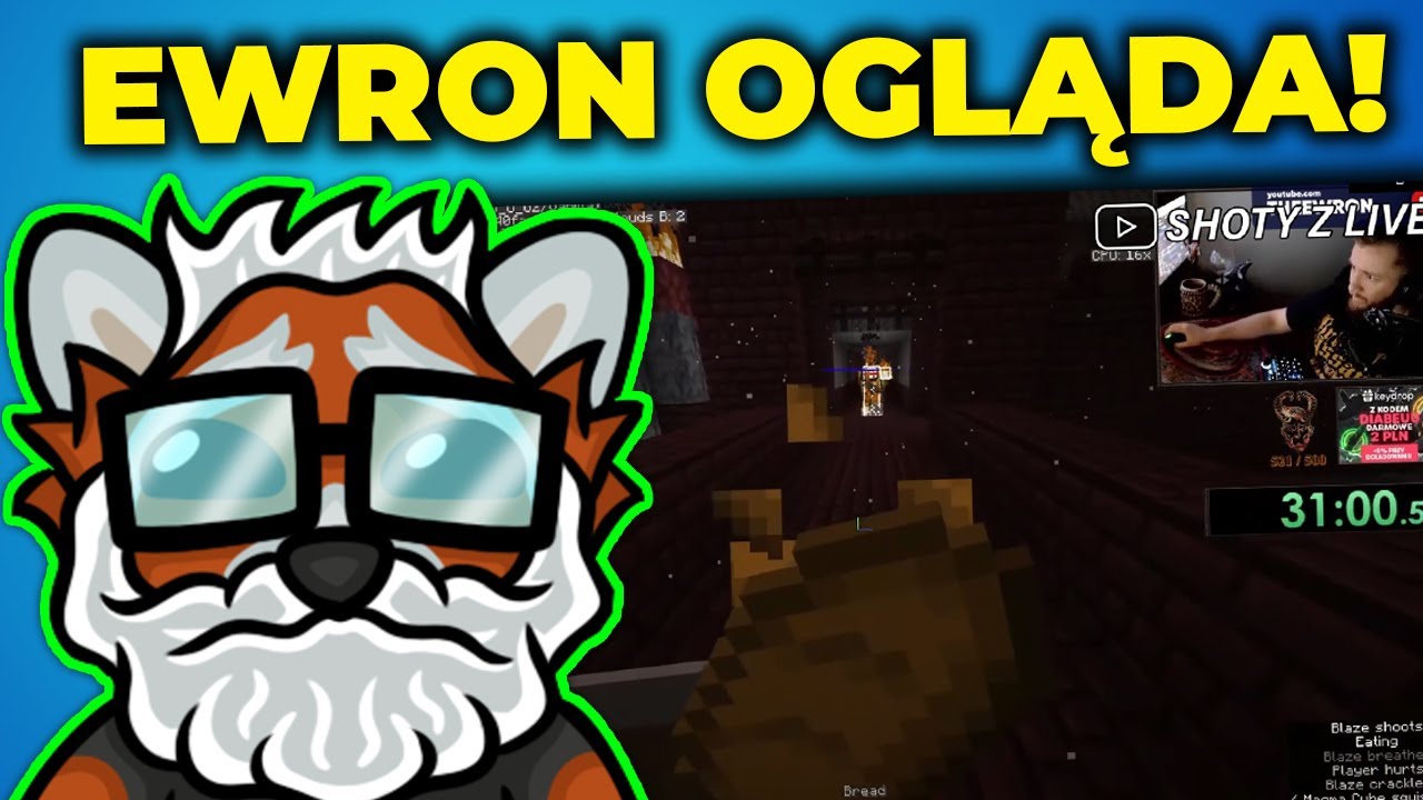 EWRON OGLĄDA : "DIABEUU vs MINECRAFT" | EWRON SHOTY Z LIVE - YouTube
