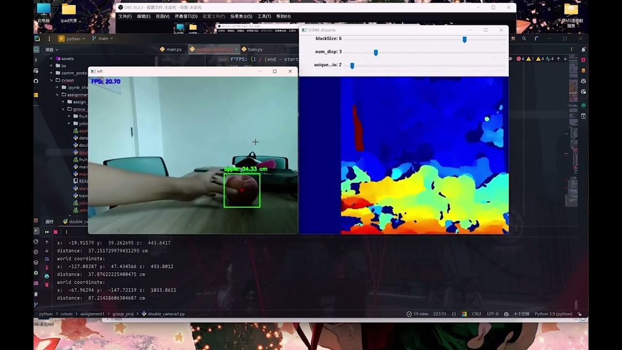 Computer vision assignment: binocular detection of fruits and distance measurement - YouTube