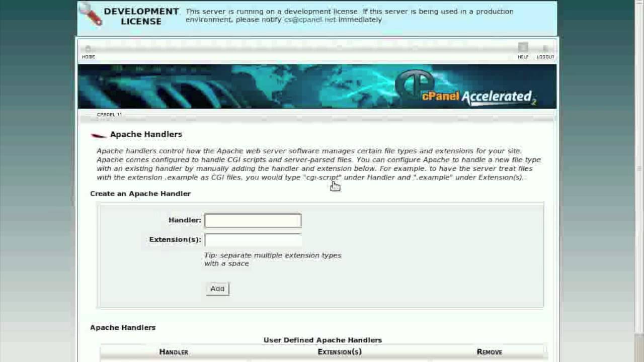 Apache Handlers in cPanel - YouTube