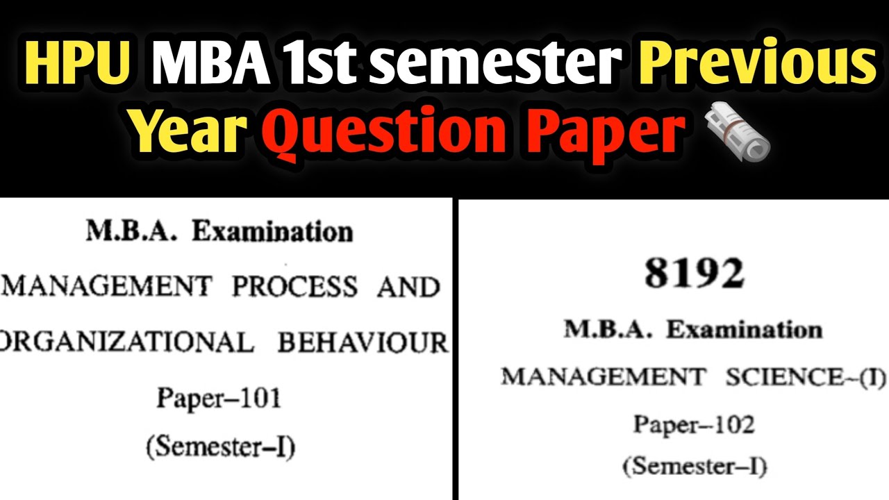 HPU MBA 1st Semester Questions Paper 2022 | Old Question Paper - YouTube
