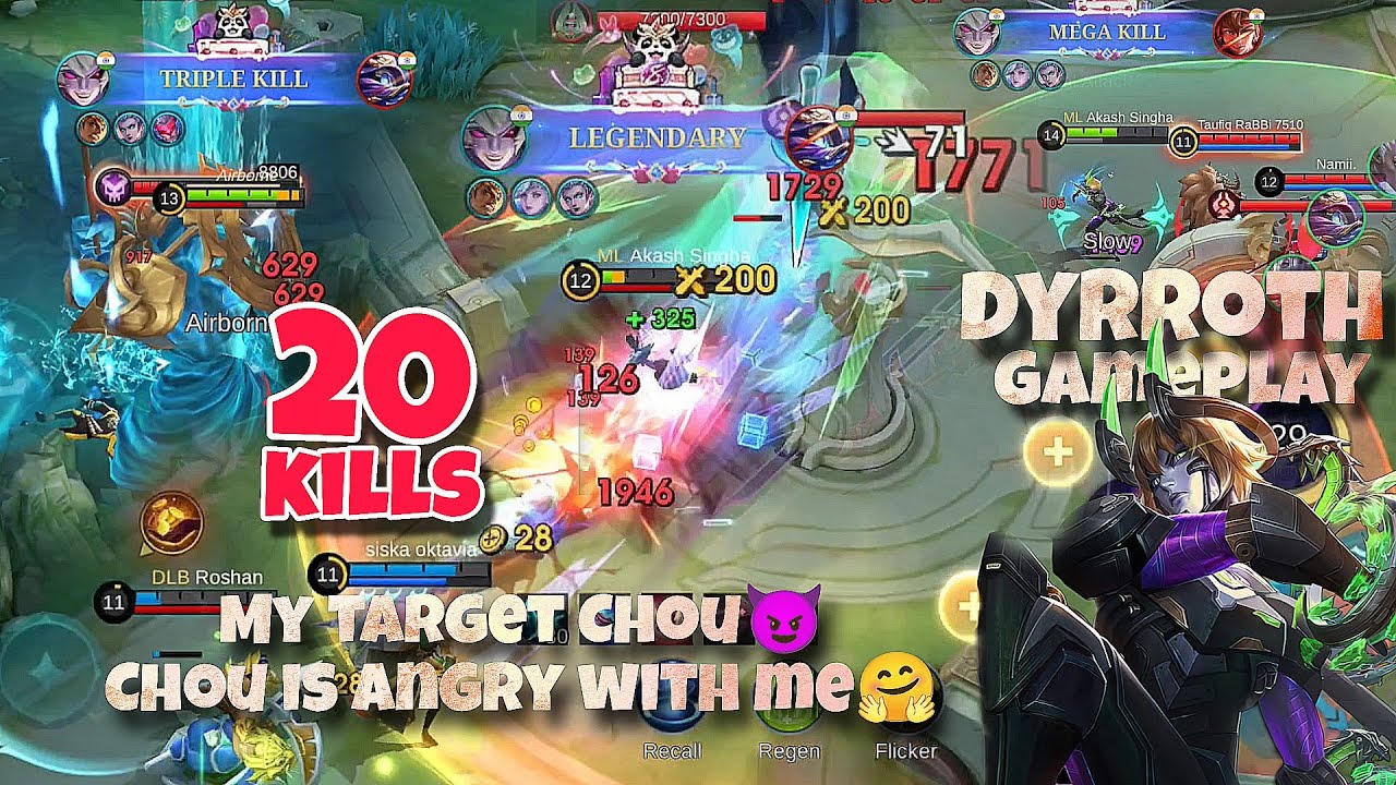 I'm targetting chou😈||Chou is angry with me🔥||dyrroth gameplay|| - YouTube