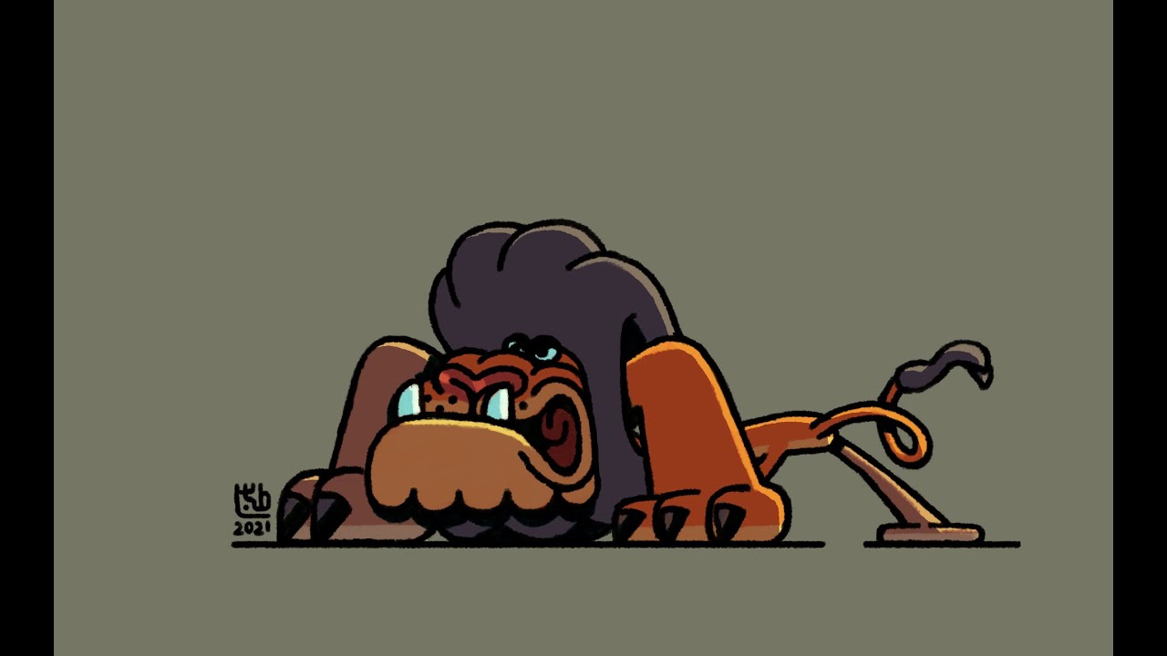 2d Animation - The Angry Lion Walk cycle - YouTube