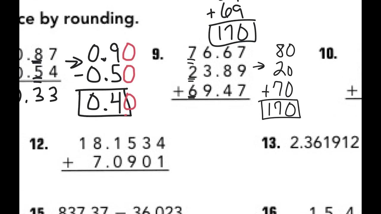 6th 1-1 Sadlier -Estimate Decimal Sums and Differences - YouTube