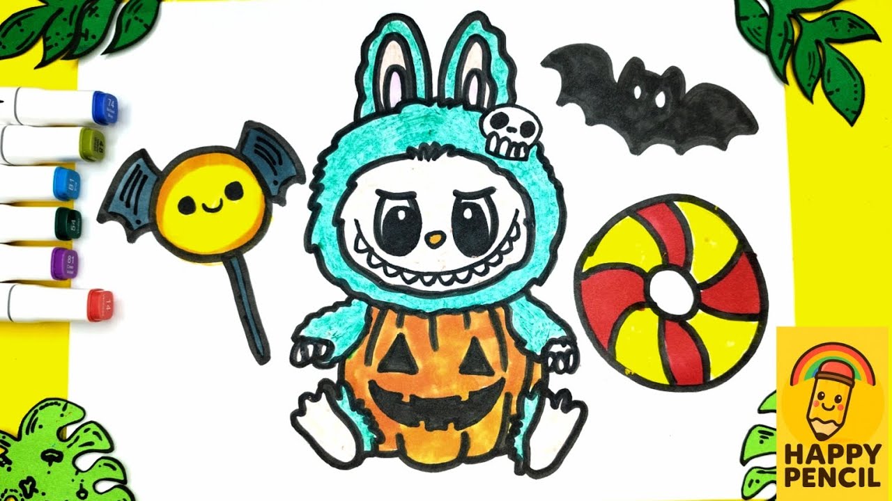 How to Draw Halloween pumpkin Labubu 🎃 The Monsters| Easy Step-by-Step ...