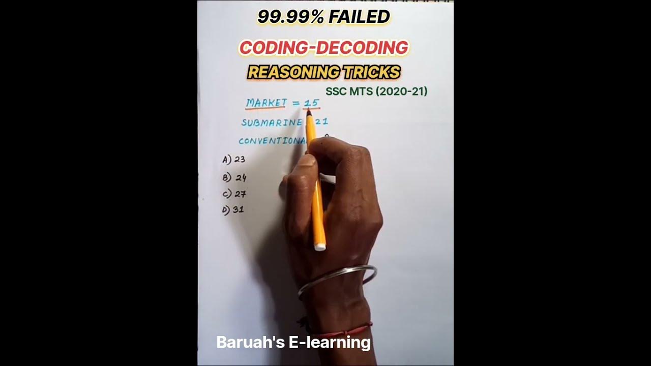 Coding Decoding Reasoning Tricks Reasoning Classes For Ssc Cgl Gd Exam Shorts Youtube