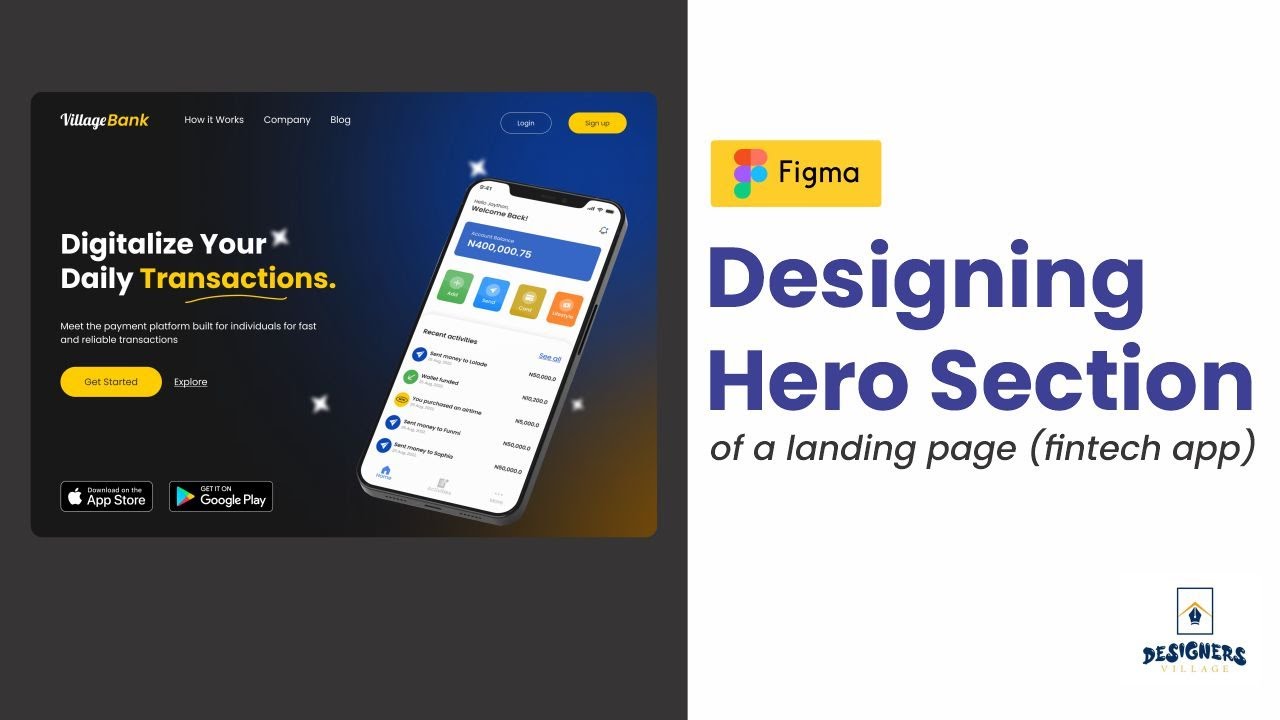 How to design fintech Hero Section of a landing page using Figma (UI Design). - YouTube