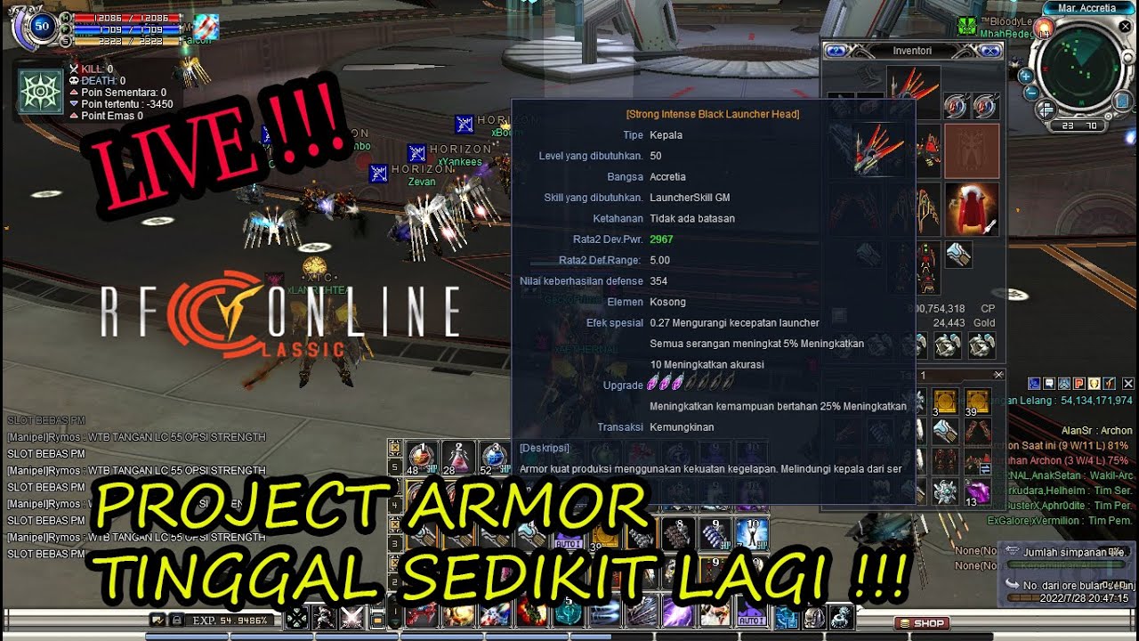 (LIVE 🔴) PROJECT ARMOR 55 SELESAI WAR ACCRETIA NIVEN - RF ONLINE ...