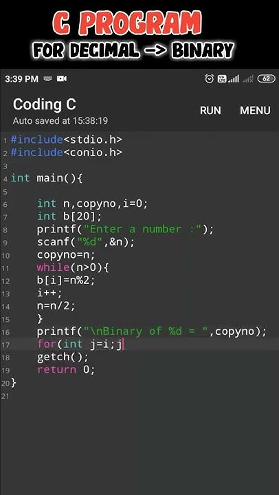 Decimal To Binary Conversion || C Programming #shorts #basiccode #cprogramming - YouTube
