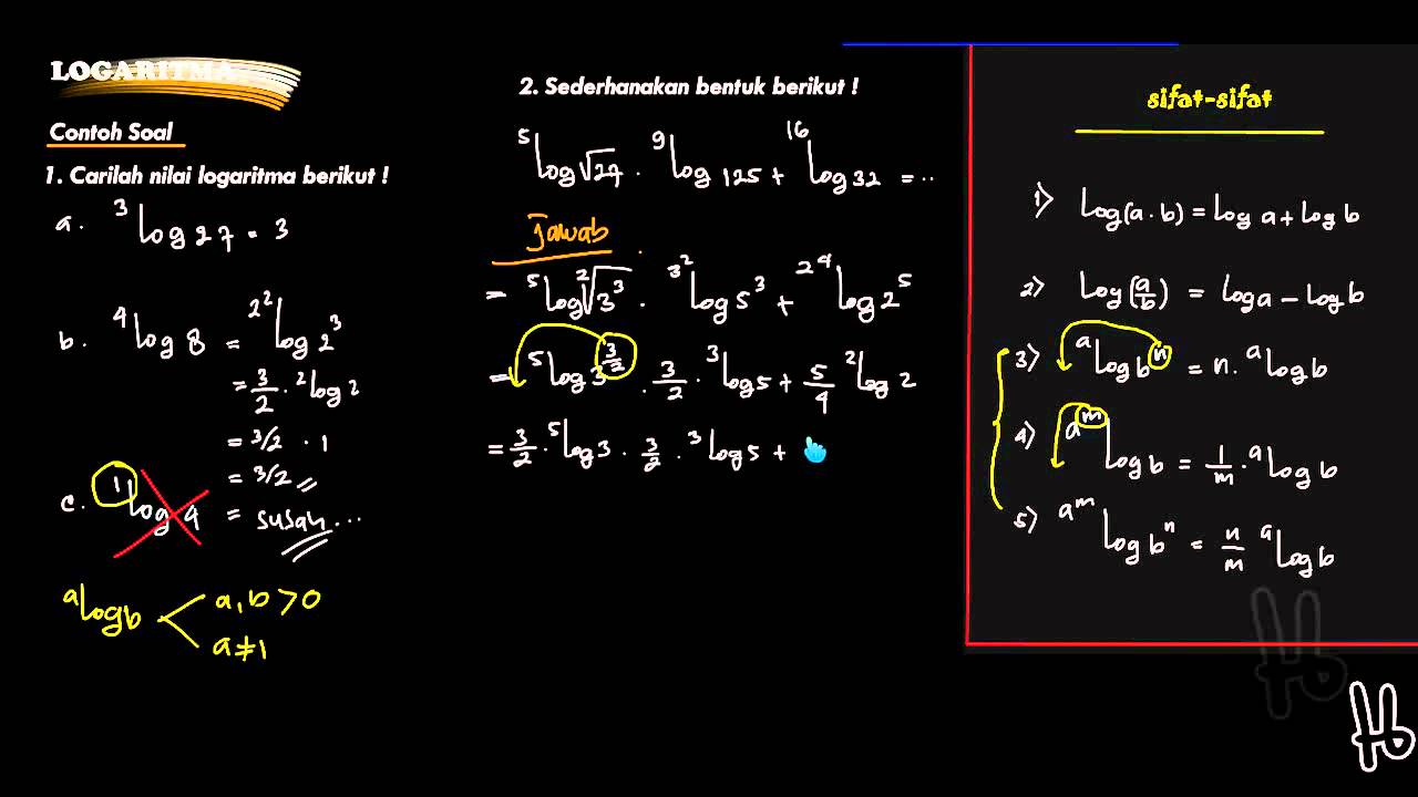 logaritma ( dasar dan sifatcontoh soal ) - YouTube