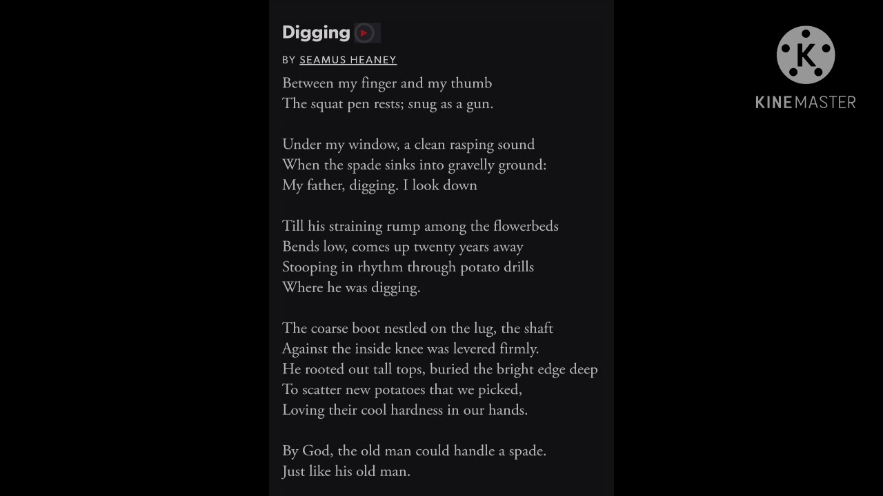 Seamus Justin Heaney|Digging|Poetry analysis| Dr. Sarita Pandey - YouTube