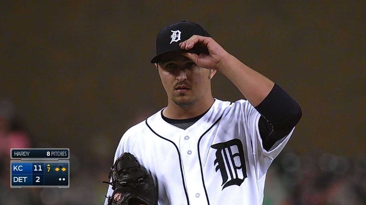 KC@DET: Hardy makes his Major League debut - YouTube